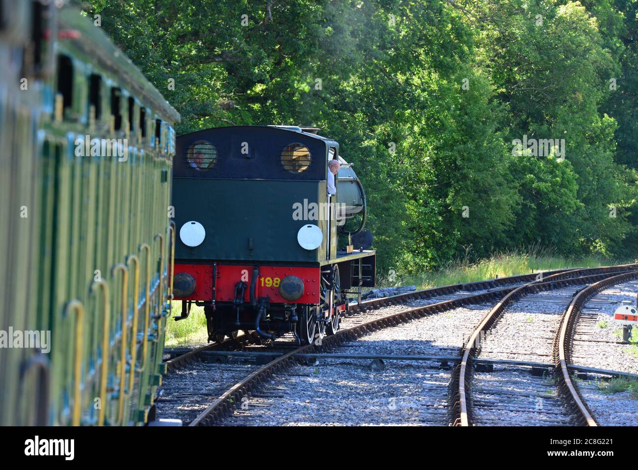 Royal Engineer reversing backwards on the Isle of Wight steam railway ...