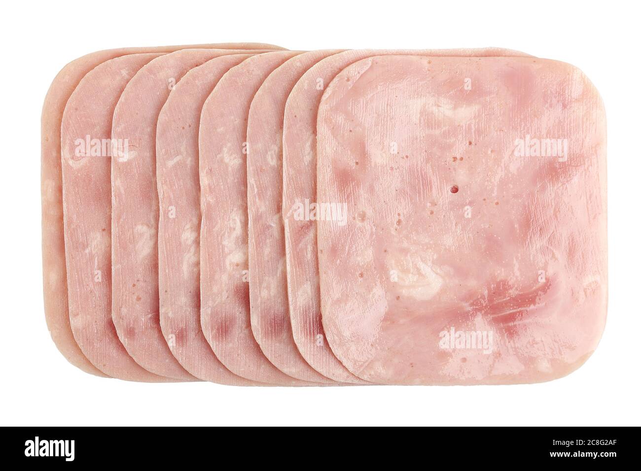 ham slices isolated on white Stock Photo - Alamy