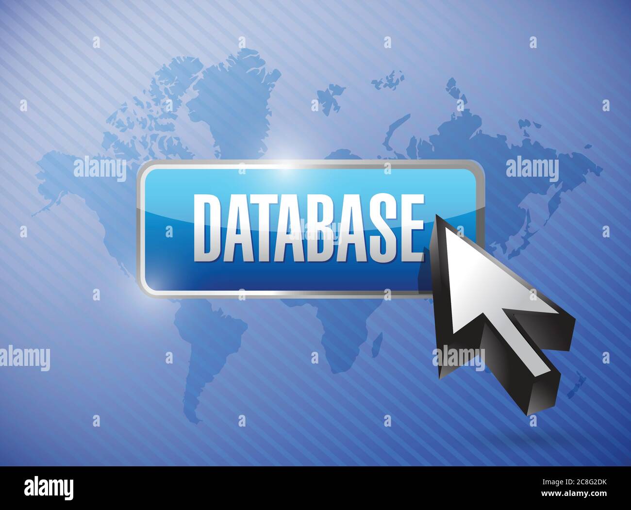 Database button illustration design over a world map background Stock ...
