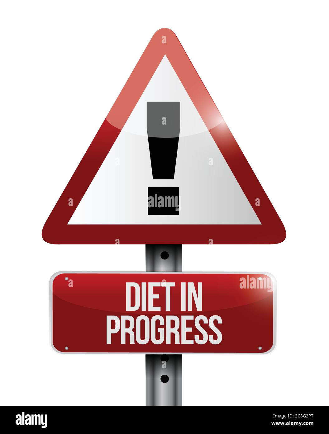 Diet in progress warning sign illustration design over a white ...