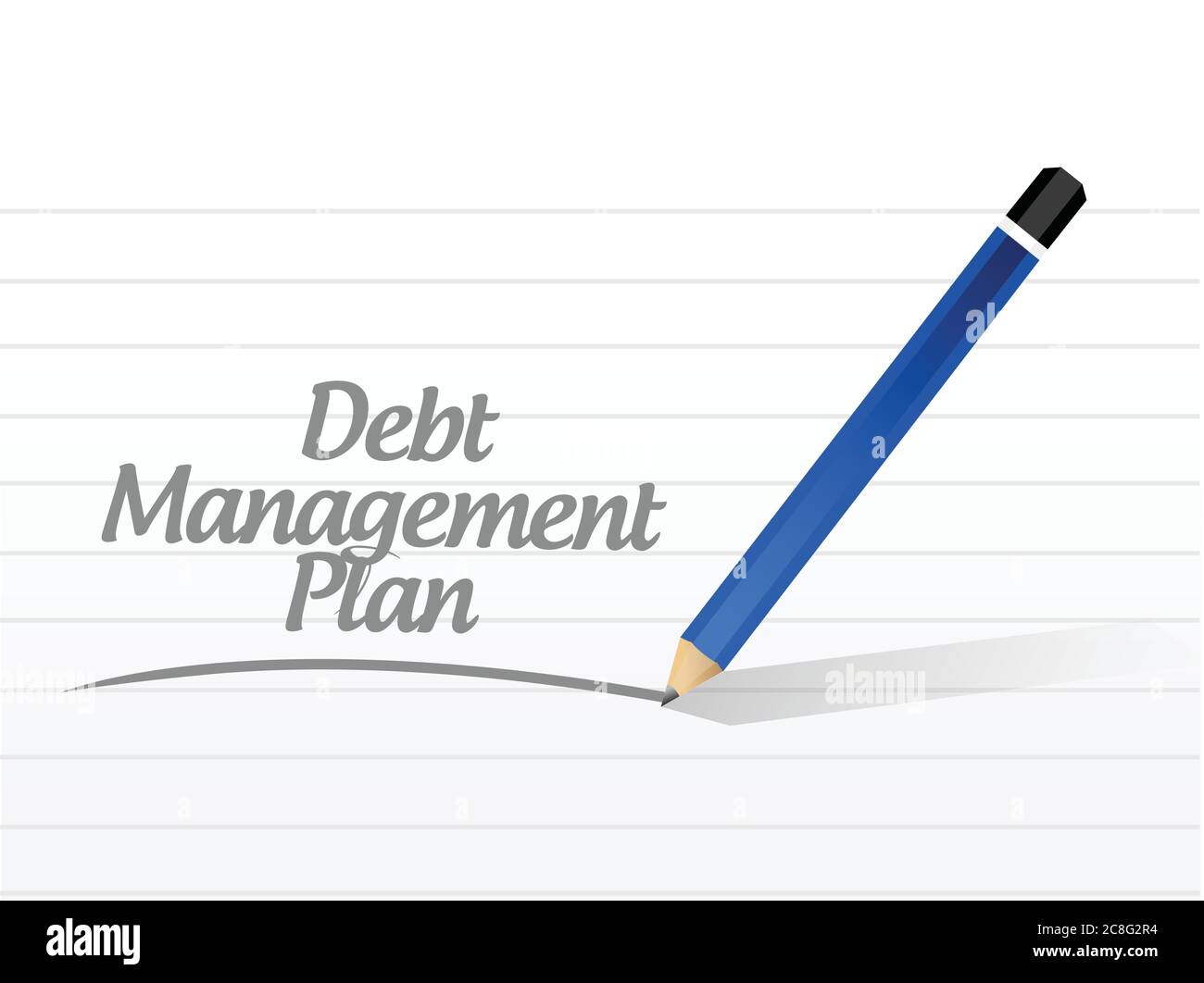 Debt management plan message illustration design over a white ...