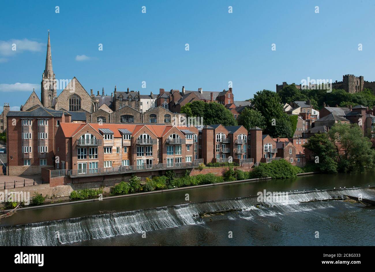 River Wear and houses in the cathedral city of Durham with Durham ...