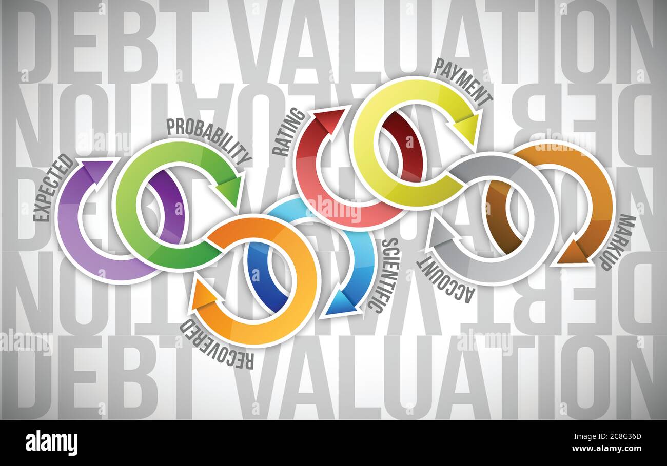 Debt valuation cycle diagram illustration design over a white ...