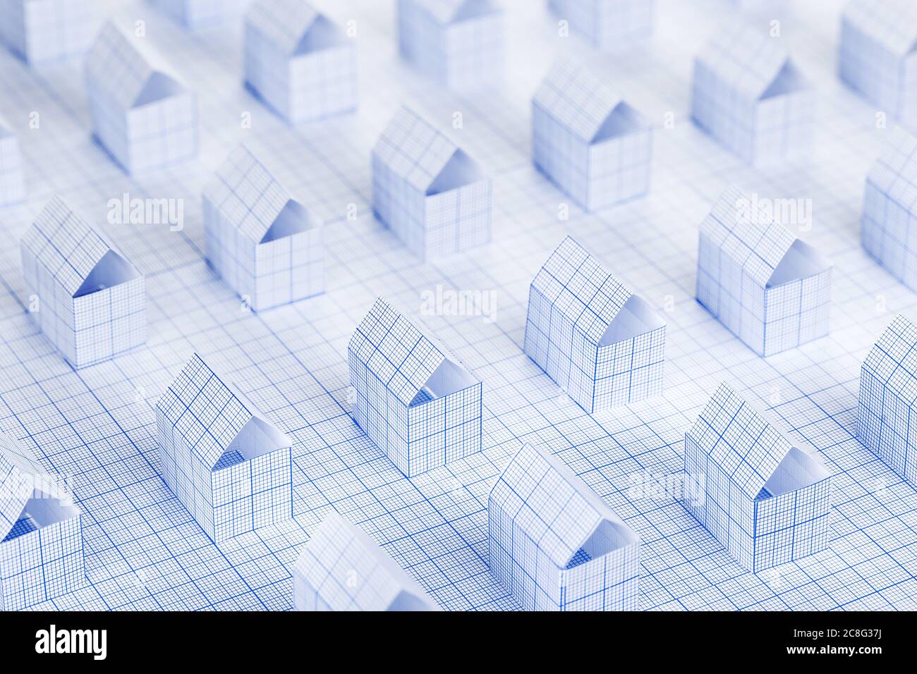 miniature paper houses made with millimeter paper Stock Photo - Alamy