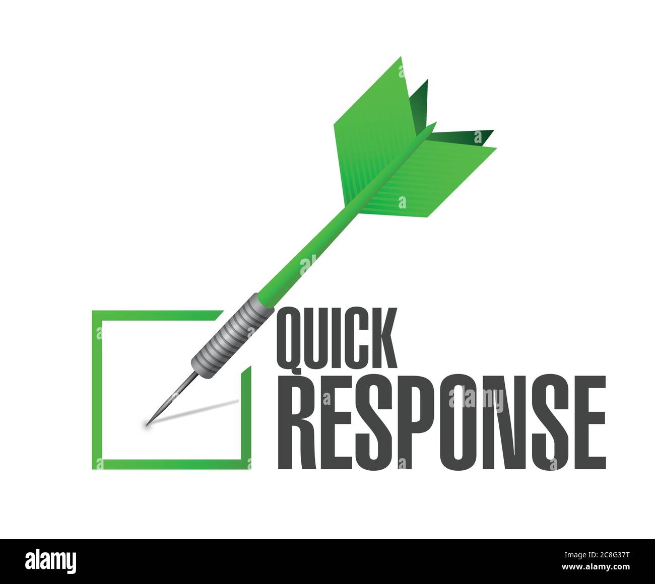 Quick response dart check mark illustration design over a white ...