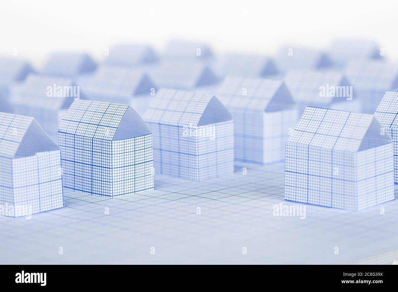 miniature paper houses made with millimeter paper Stock Photo - Alamy