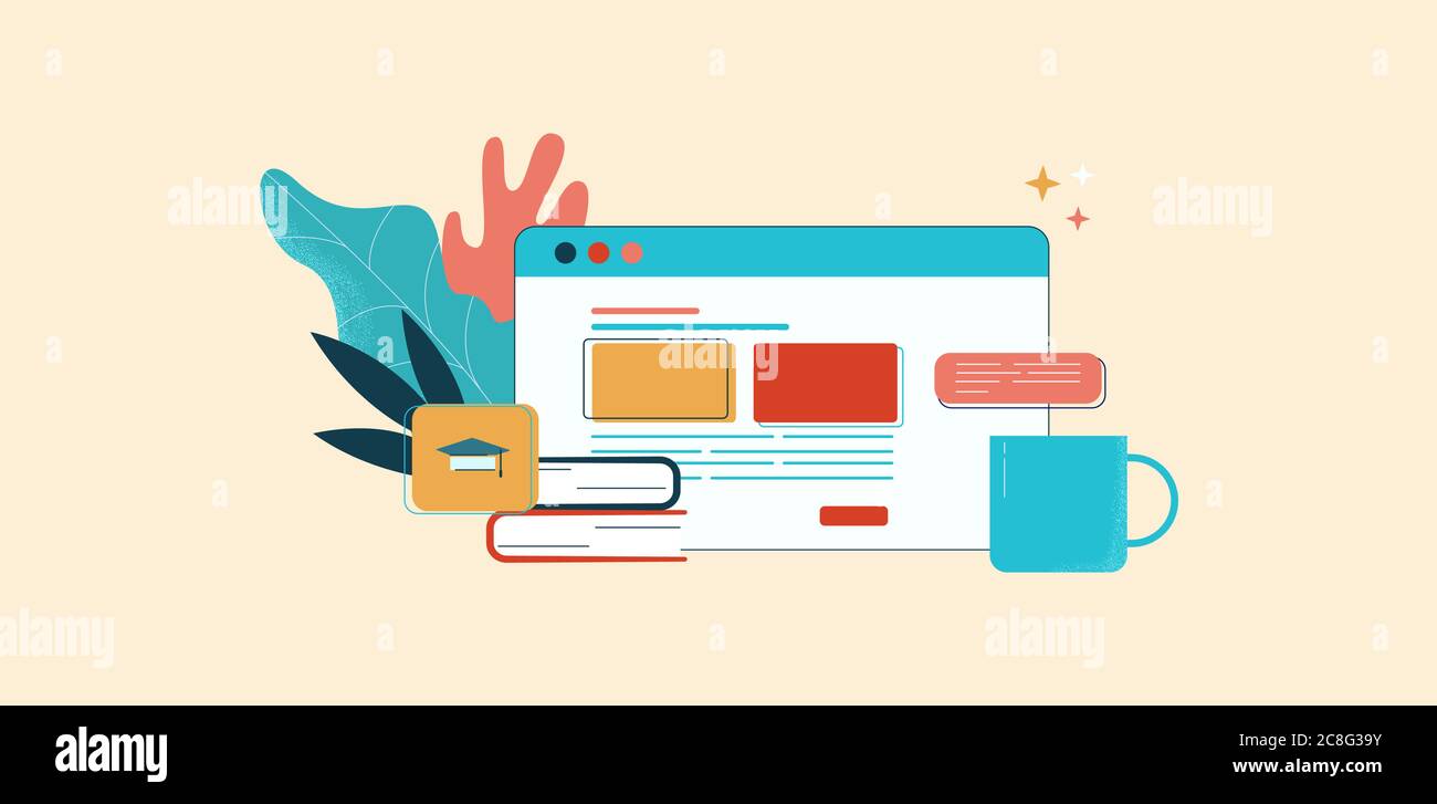 Courses online illustration. Learning web based at distance electronic ...