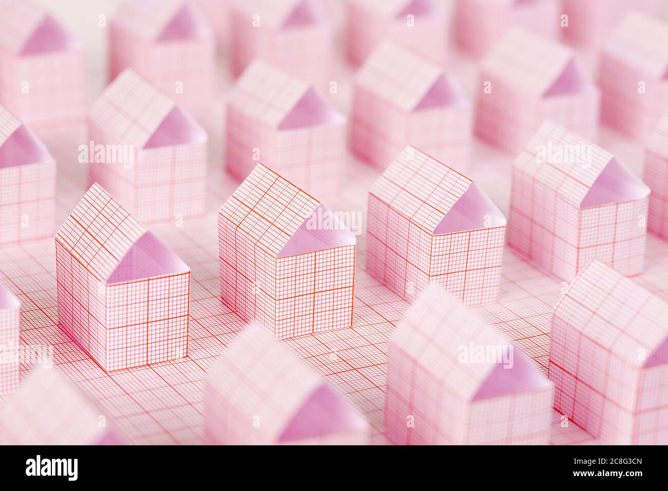 miniature paper houses made with millimeter paper Stock Photo - Alamy