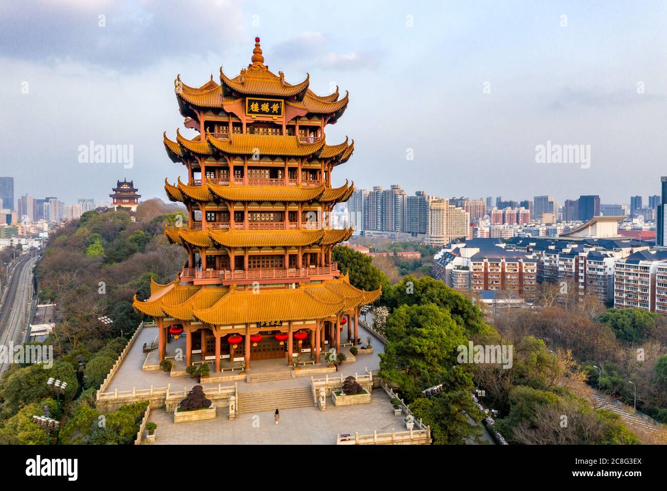 Aerial view of Wuhan city .Panoramic skyline and buildings beside ...