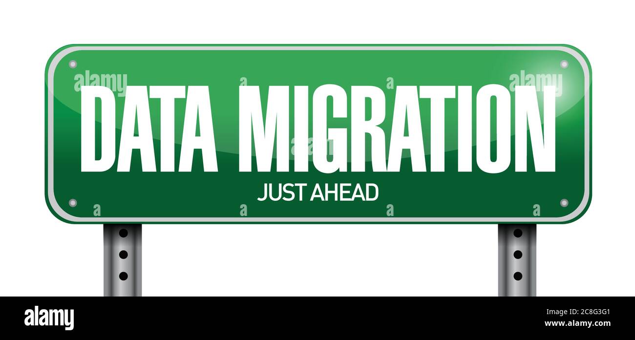 Data migration road sign illustration design over a white background ...