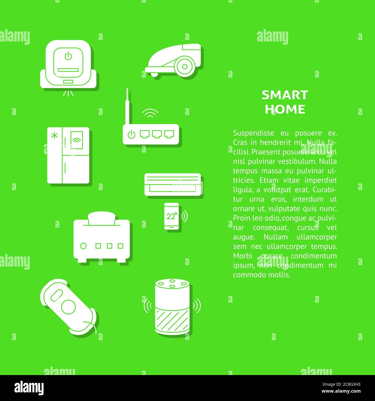 Smart home appliances banner template. Internet of things poster with ...