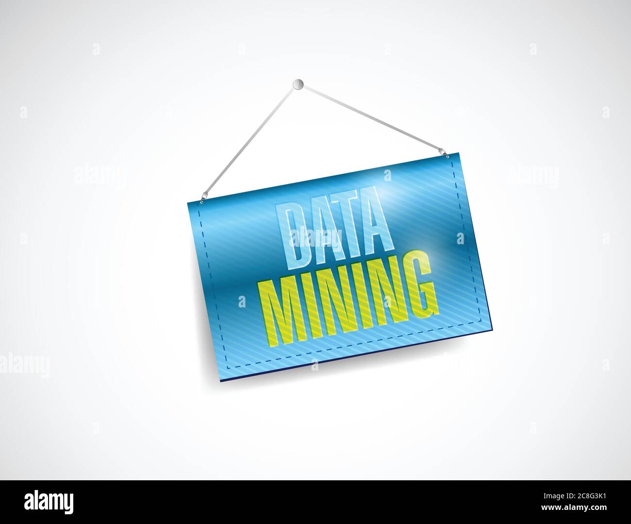 Data mining hanging banner illustration design over a white background ...