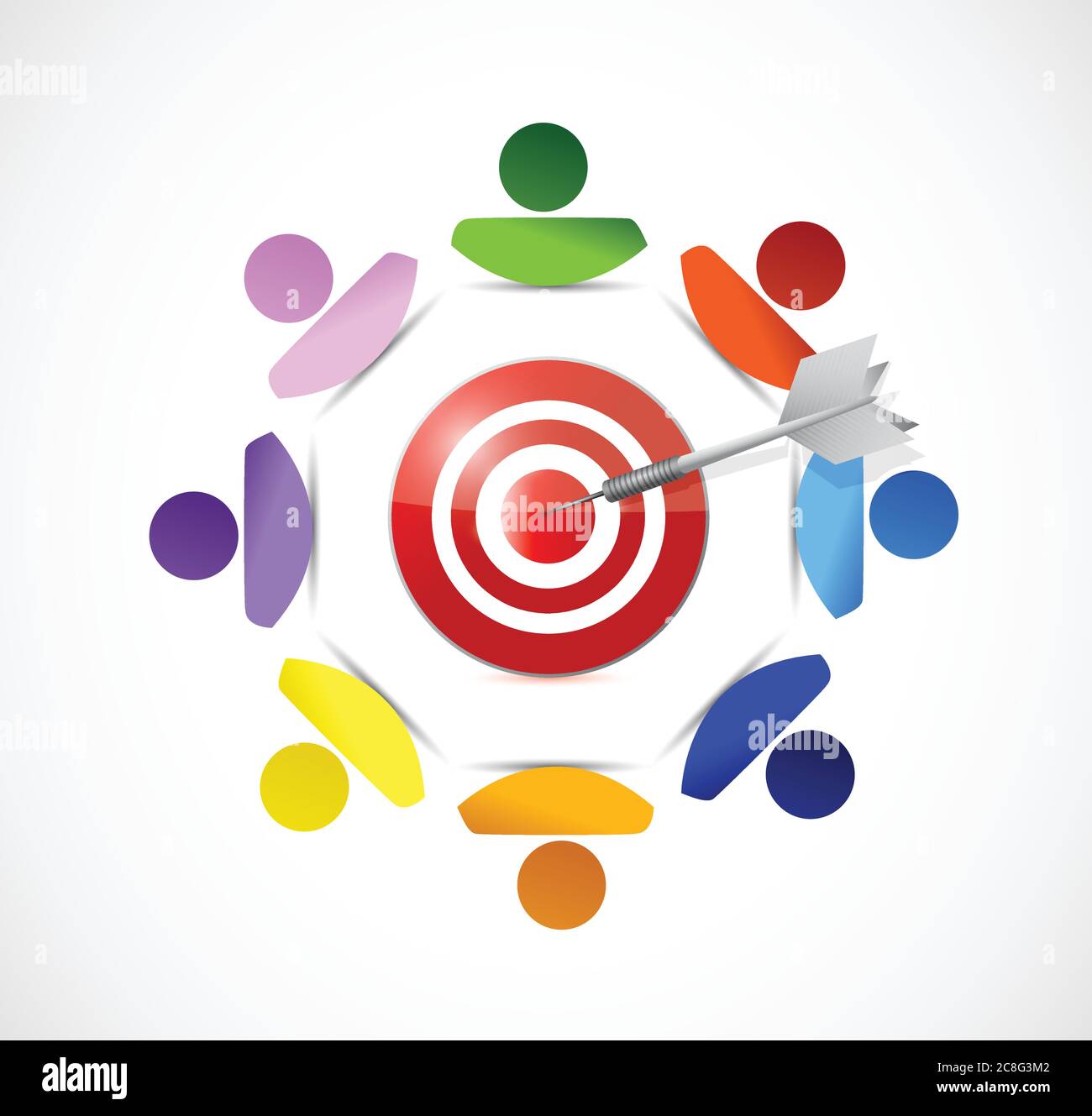 People around a target illustration design over a white background ...