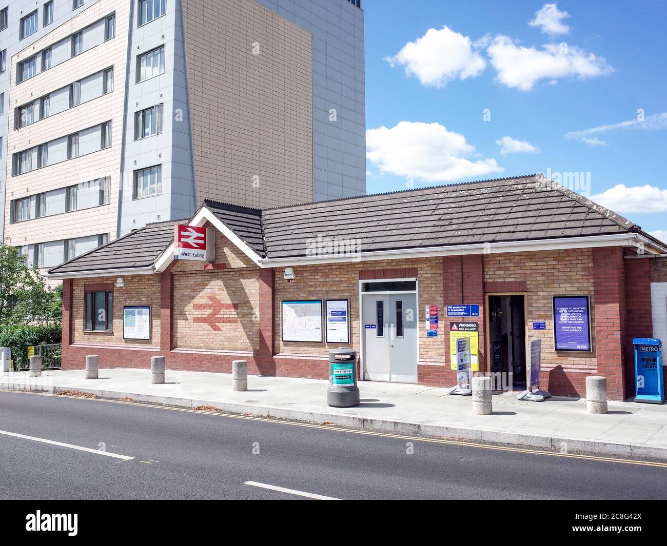London, July, 2020: West Ealing railway station in West London, on the ...