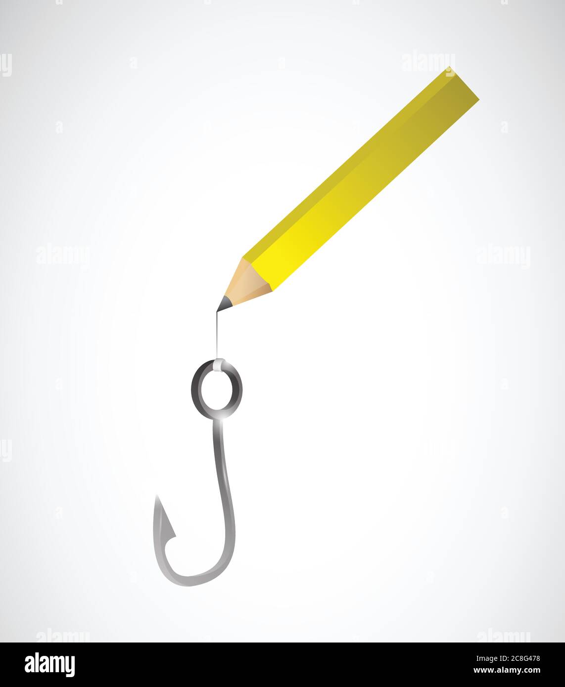 Pencil drawing a hook. illustration design over a white background ...