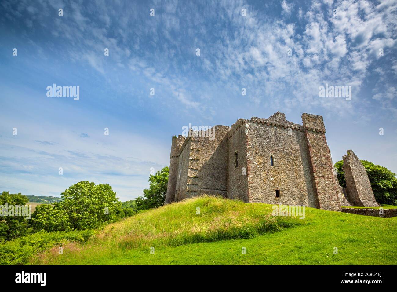 The west face of Weobley Castle on the Gower Peninsula in South Wales ...
