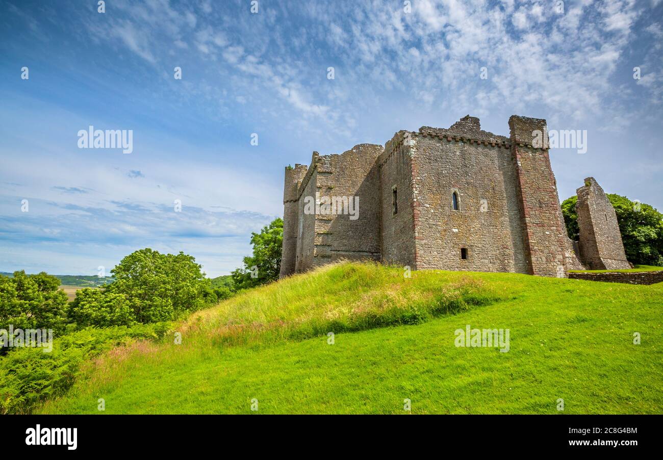 The west face of Weobley Castle on the Gower Peninsula in South Wales ...