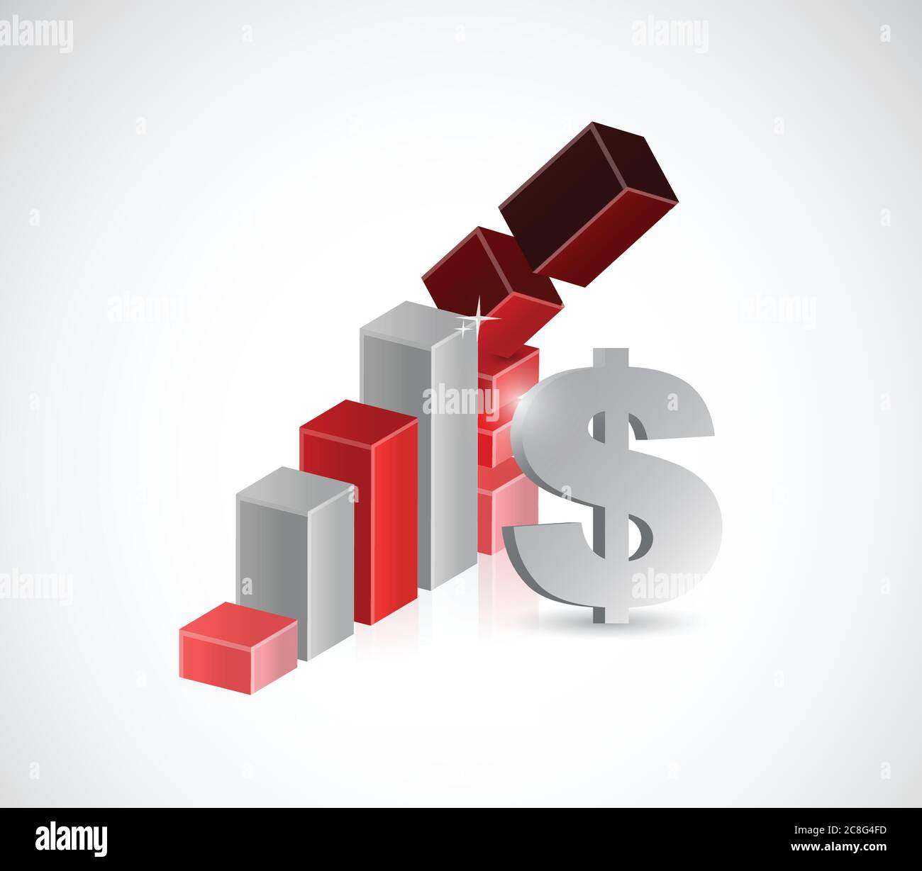 Dollar prices falling illustration design over a white background Stock ...