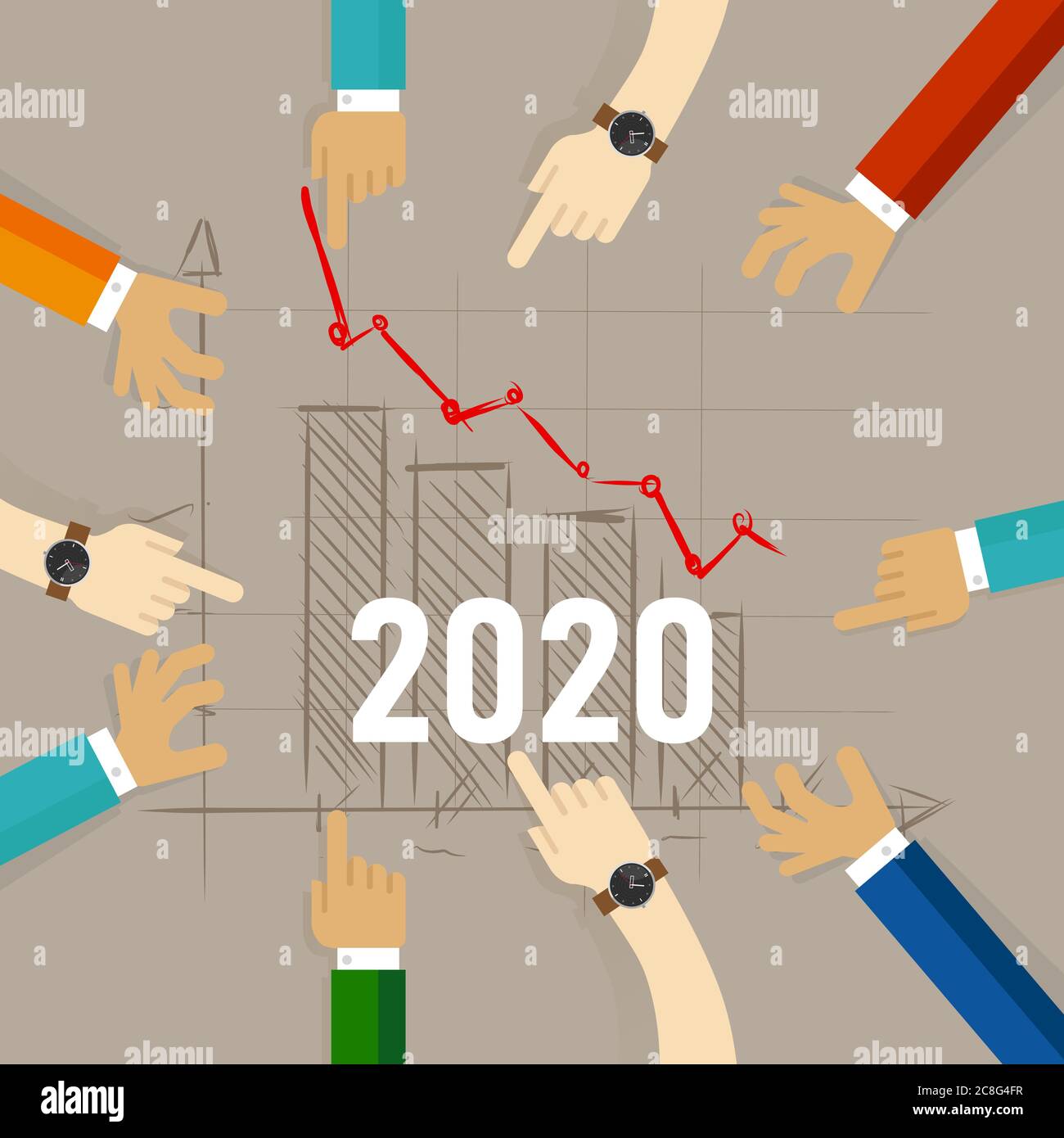 2020 chart going down concept of recession forecast in economics ...