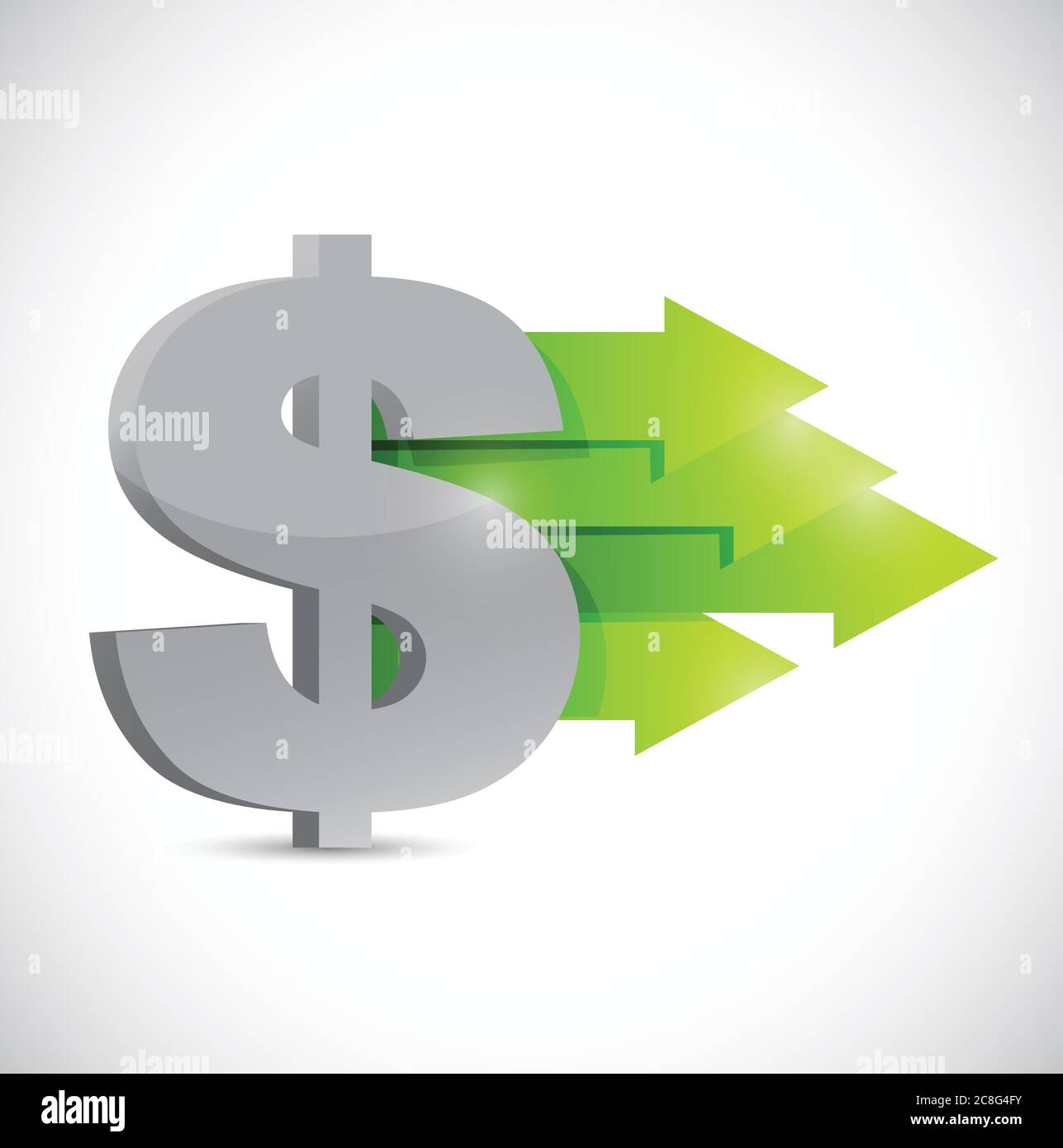 Dollar currency symbol and positive arrows illustration design over a ...