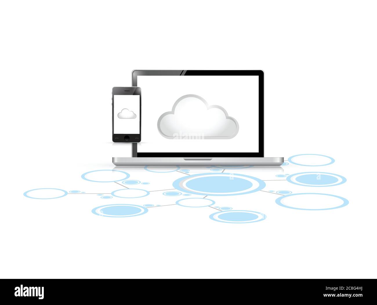Cloud computing computer link network illustration design over a white ...