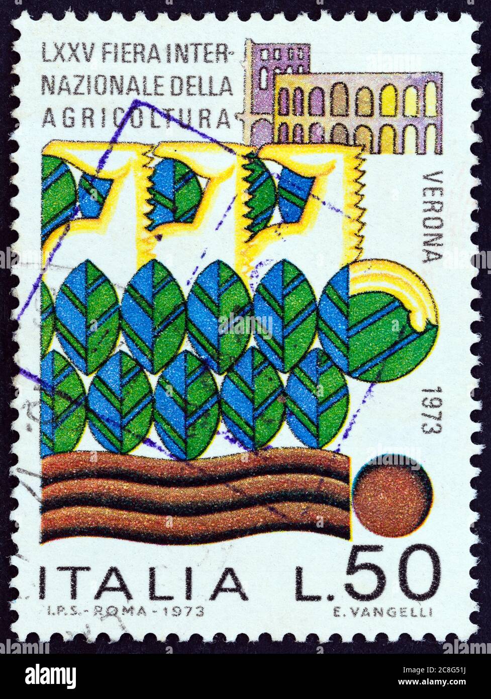 ITALY - CIRCA 1973: A stamp printed in Italy issued for the 75th ...