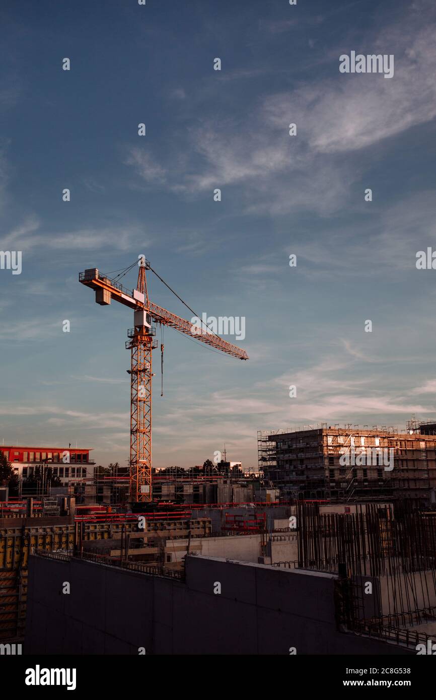 Crane building site sunset hi-res stock photography and images - Alamy