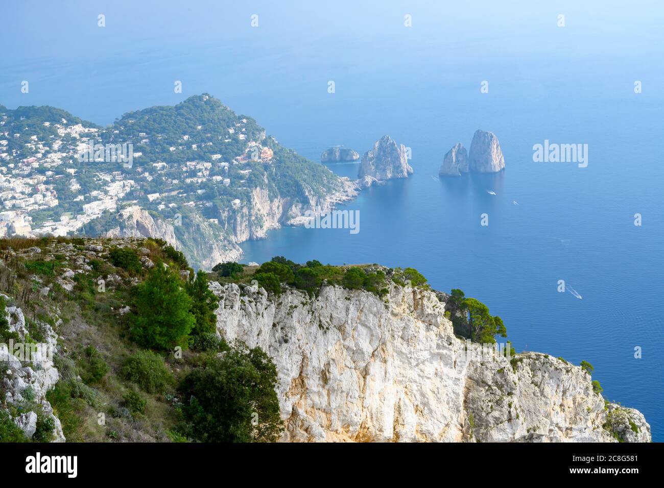 View from Mount Solano on Capri, Italy, towards the Gulf of Naples ...