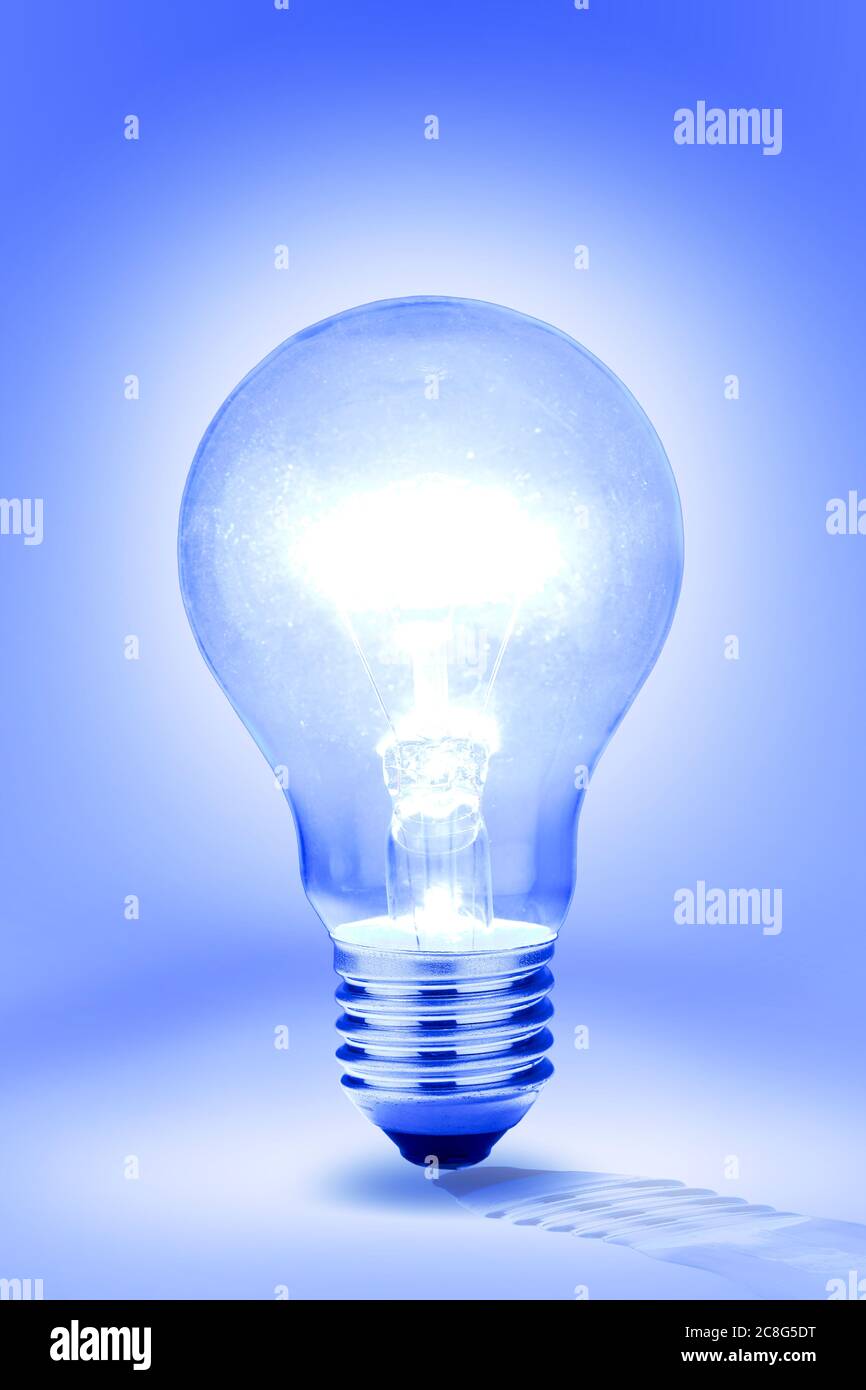 Light bulb with blue background hi-res stock photography and images - Alamy