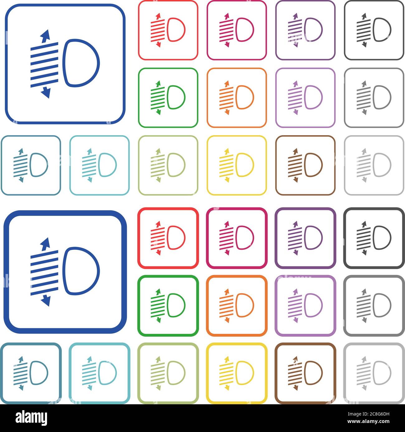 Headlight level adjustment color flat icons in rounded square frames ...