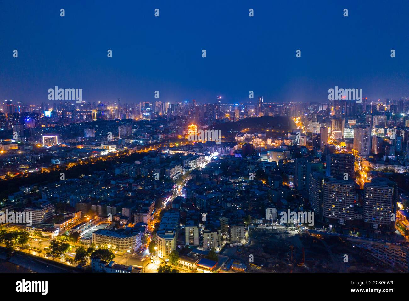 Aerial view of Wuhan city .Panoramic skyline and buildings beside ...