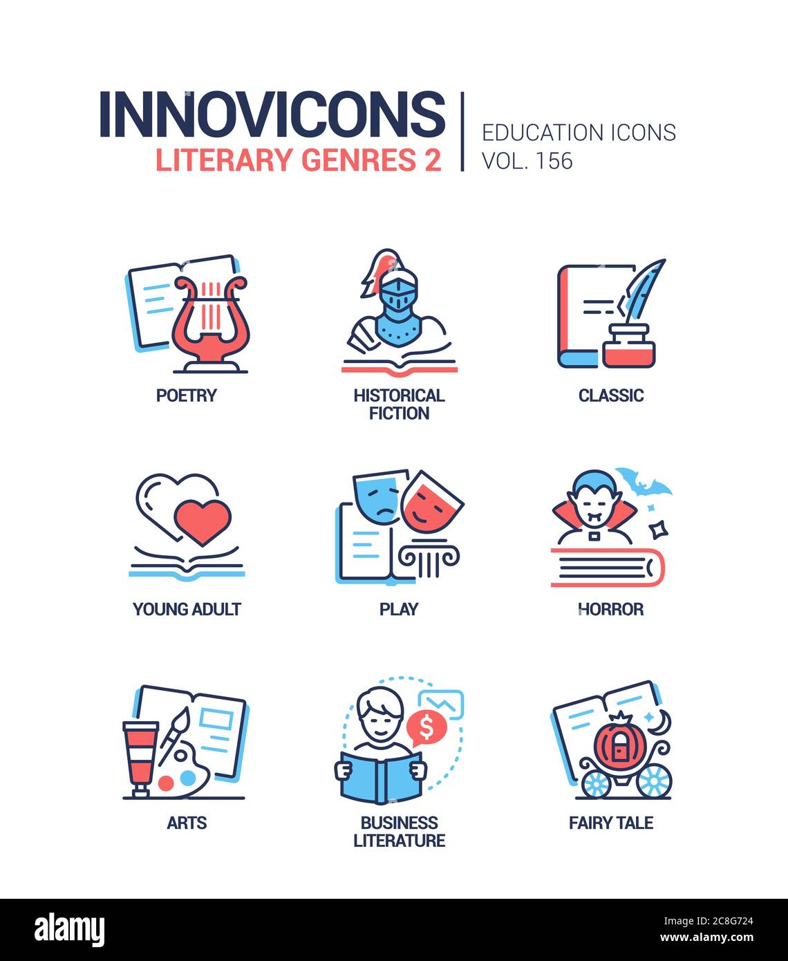 Literary genres - line design style icons set Stock Vector Image & Art ...