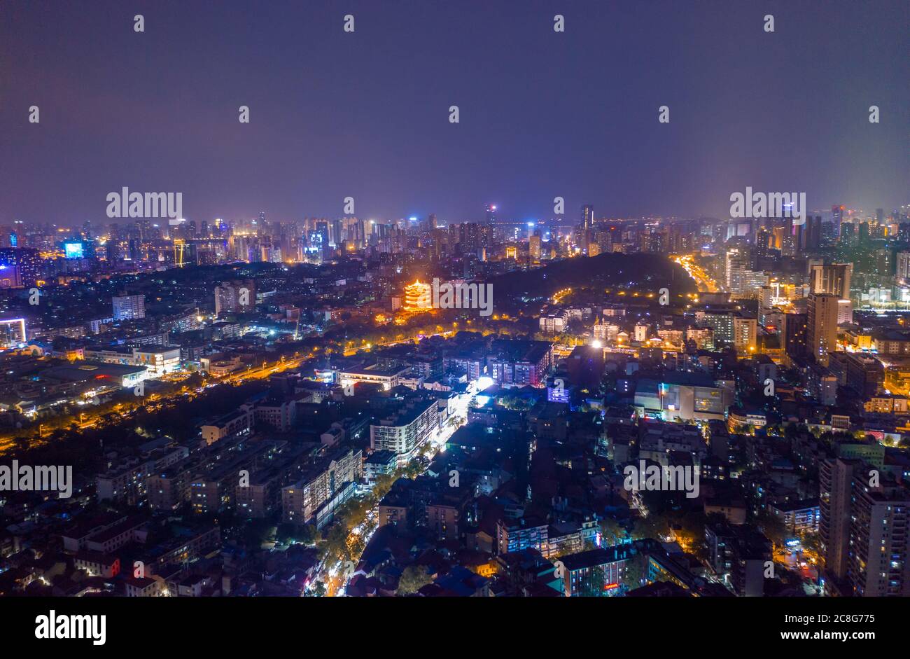 Aerial view of Wuhan city .Panoramic skyline and buildings beside ...