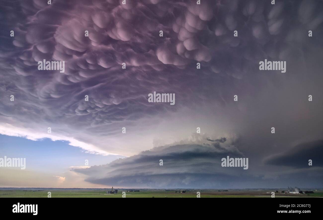 Intense front-flank mammatus cloud seen over a tornado thunderstorm at ...