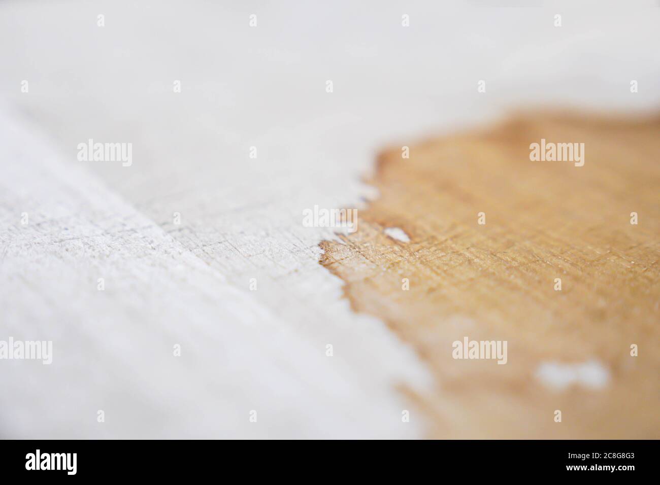 Brown stain spill on white surfacem abstract. Extreme close up Stock ...