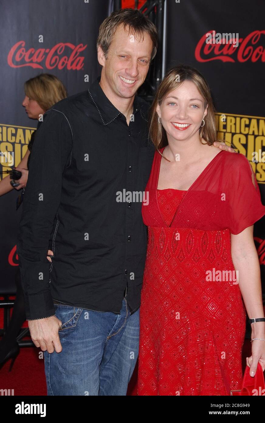 Tony Hawk and wife Lhotse at the 2007 American Music Awards held at the ...