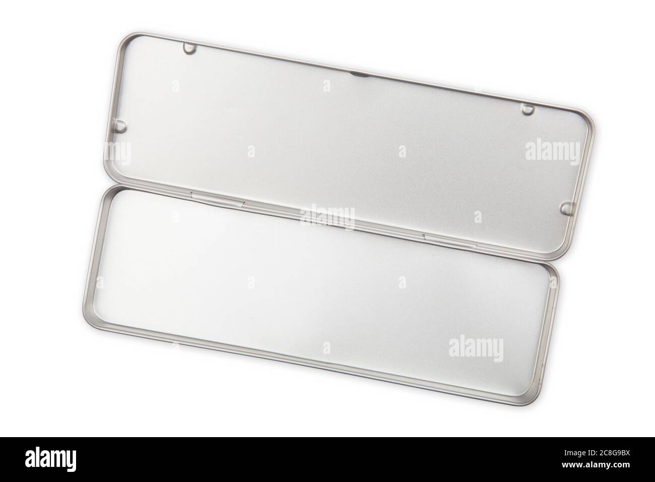 Empty open metal box isolated over white background Stock Photo - Alamy