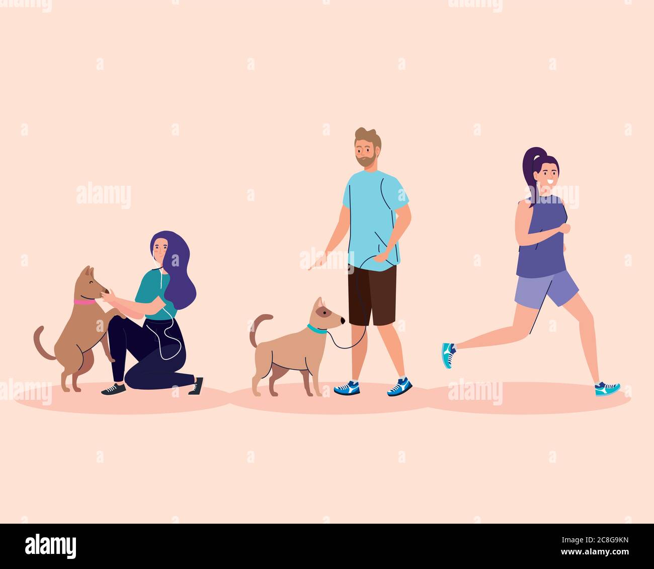 Group of women with pet dogs Stock Vector Images - Alamy