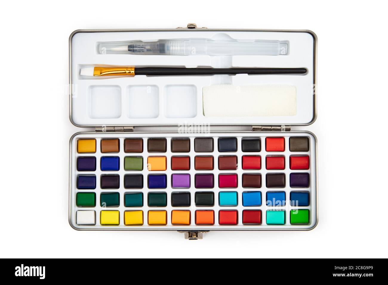 Paint Box with Brushpen isolated on white background Stock Photo - Alamy