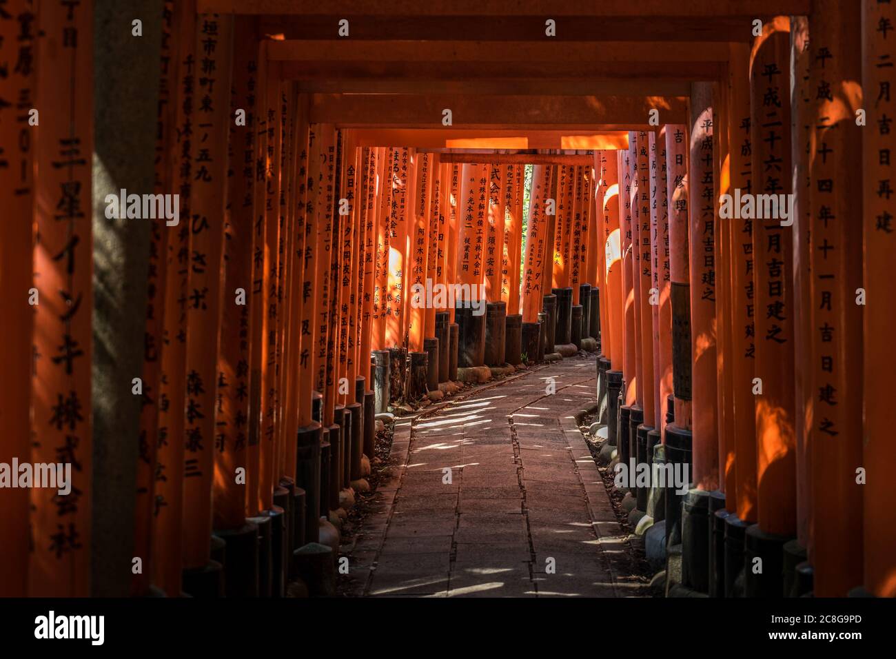 traditional lanterns in Japan (orange-red pathway Stock Photo - Alamy