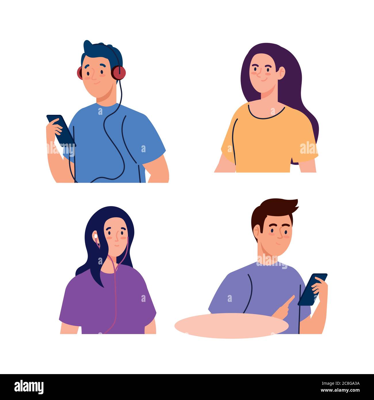 group people using headphones and smartphone Stock Vector Image & Art ...