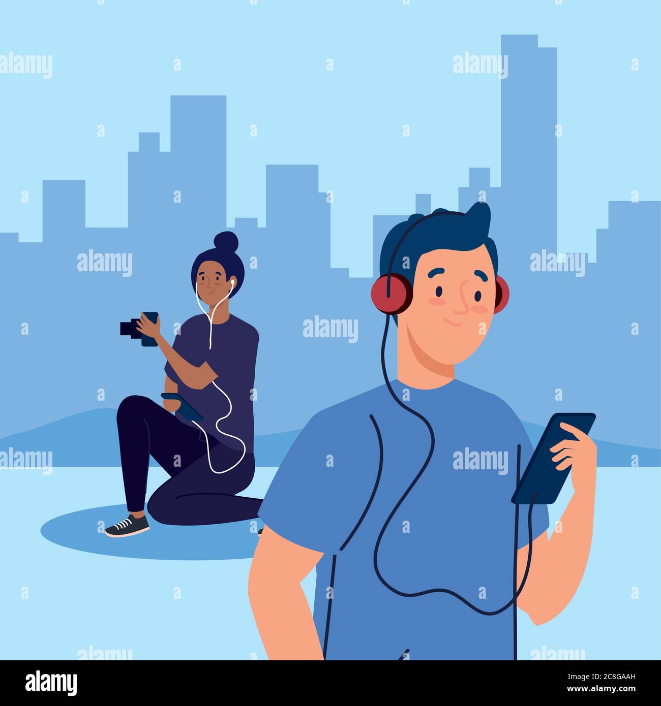 Outdoor photo young woman Stock Vector Images - Alamy