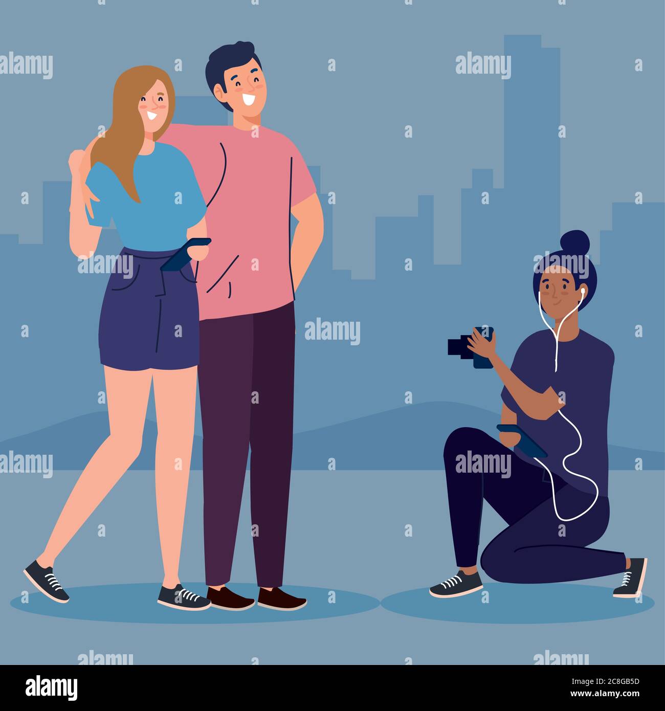 Outdoor photo young woman Stock Vector Images - Alamy