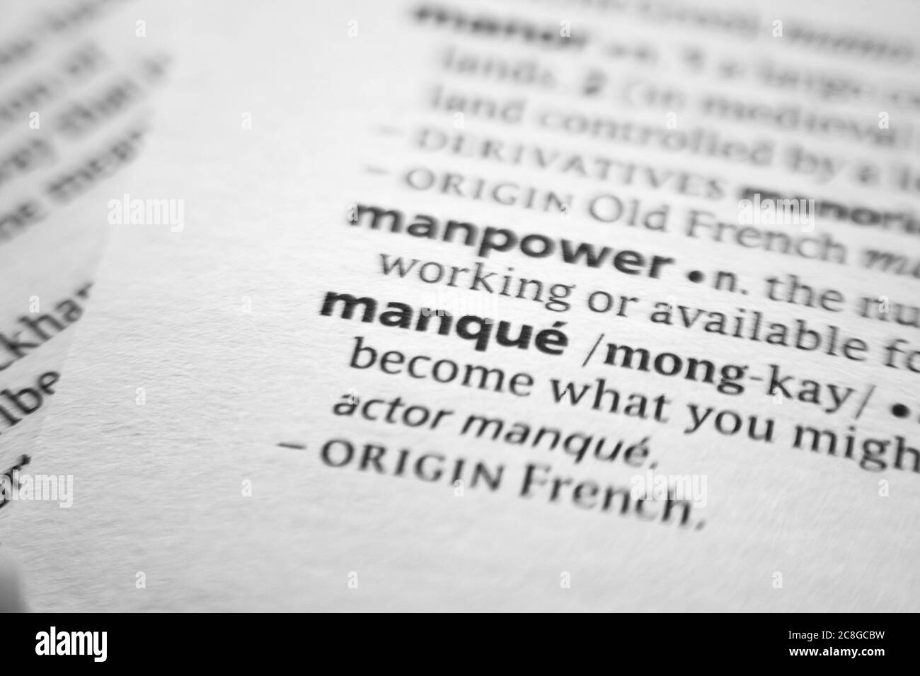 Word or phrase Manque in a dictionary Stock Photo - Alamy