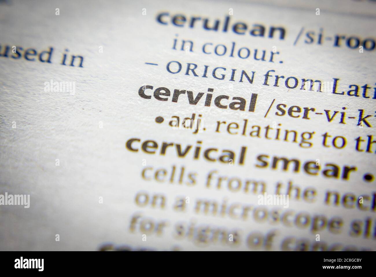 Word or phrase Cervical in a dictionary Stock Photo - Alamy