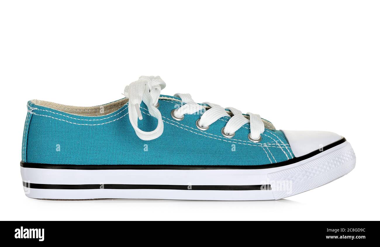 side view of single sneaker isolated on whie Stock Photo - Alamy