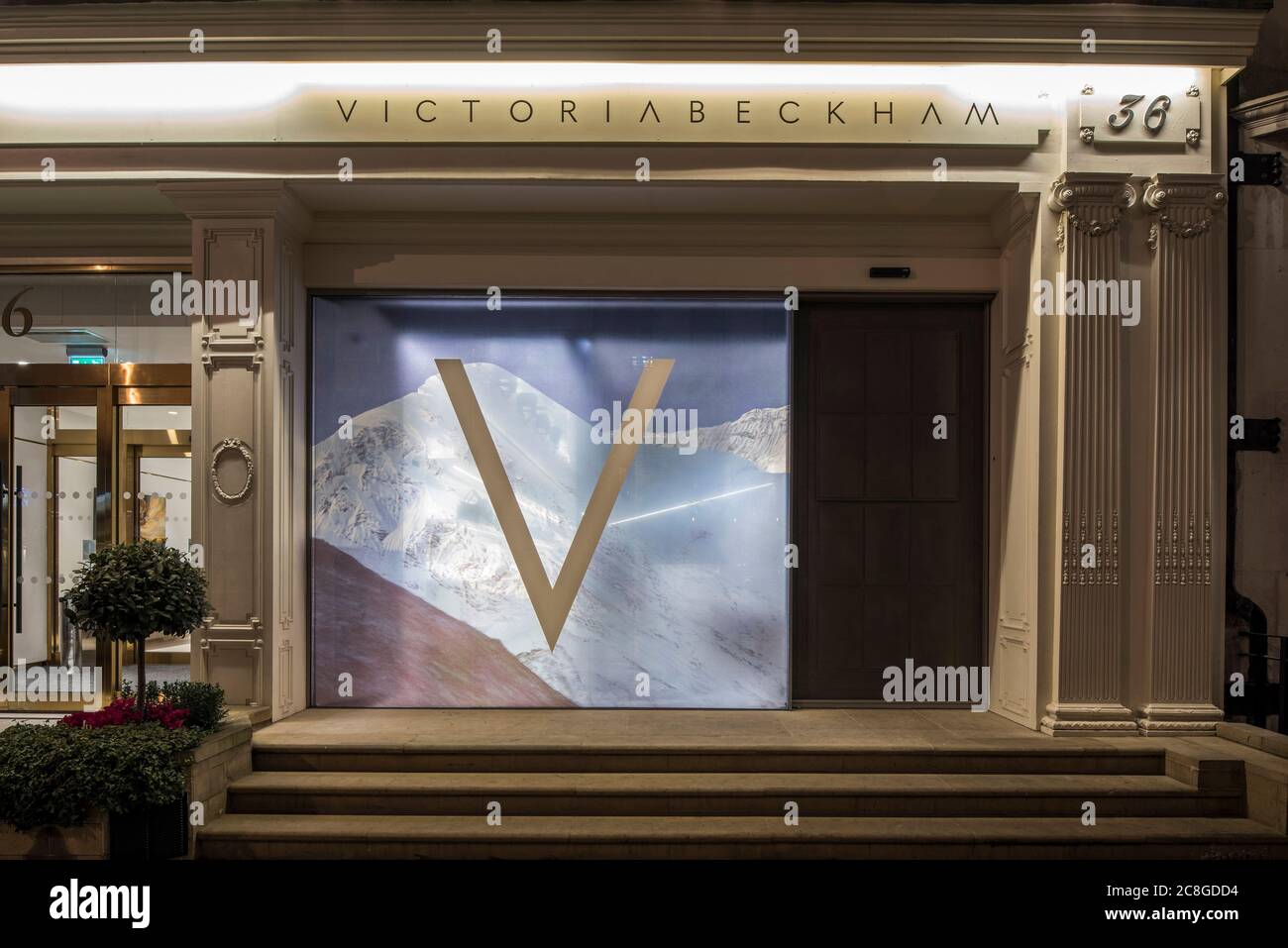 Axial view of exterior with promotional seasonal graphic,. Victoria ...