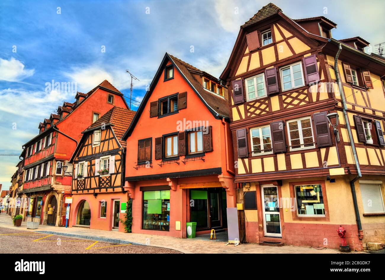 Traditional half-timbered houses in Obernai - Alsace, France Stock ...