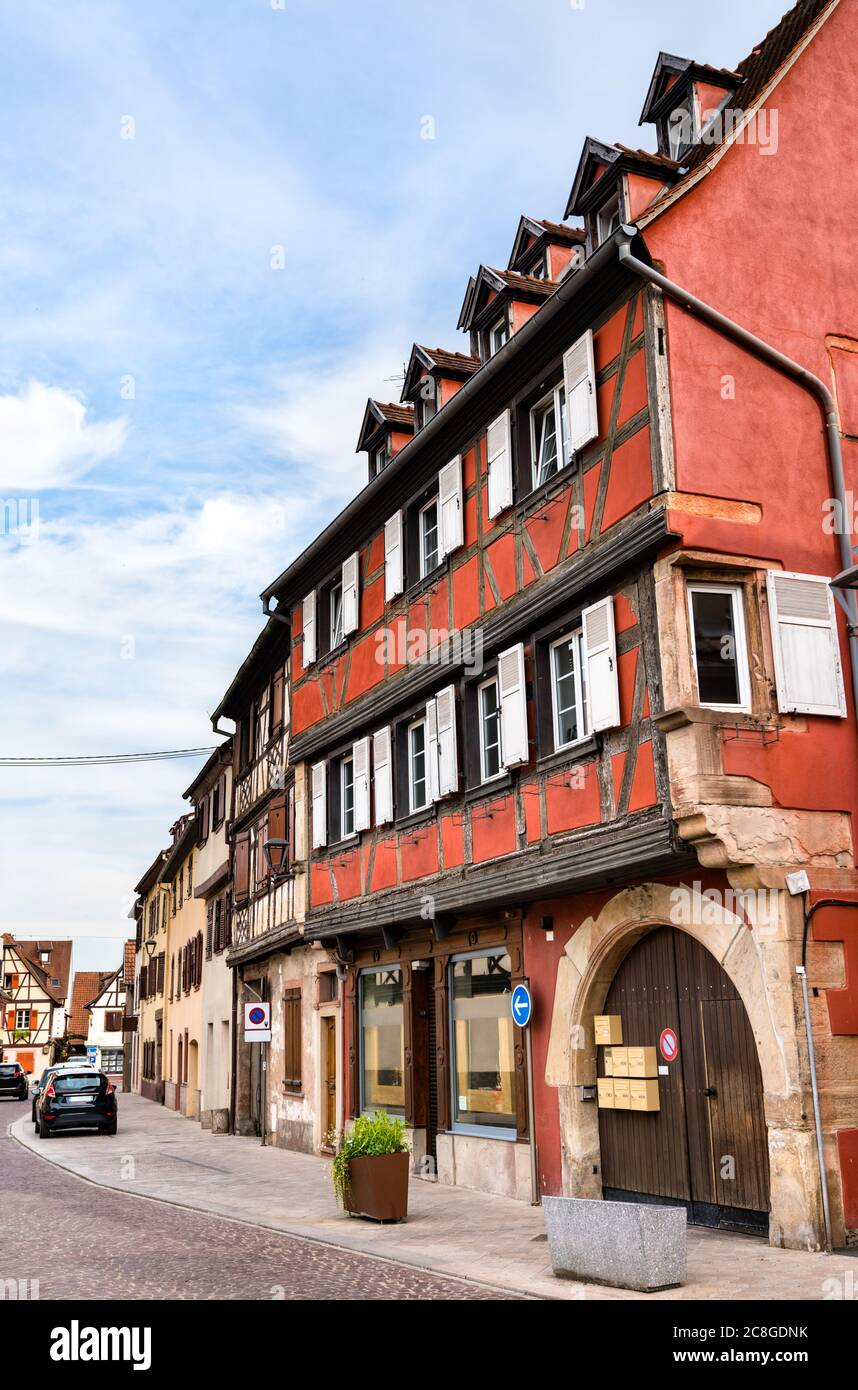 Traditional half-timbered houses in Obernai - Alsace, France Stock ...