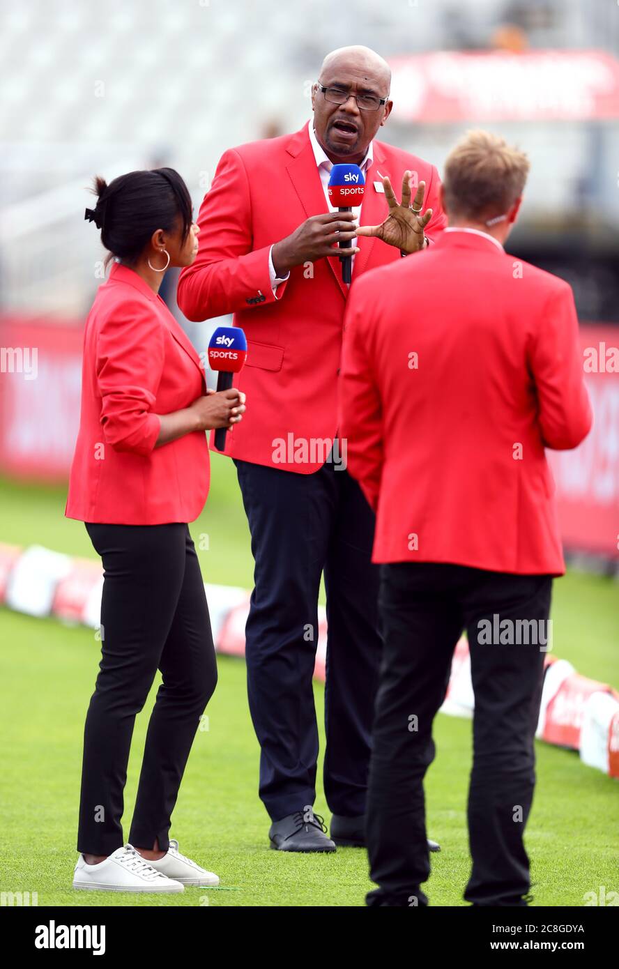 Sky Sports' Ian Bishop during day one of the Third Test at Emirates Old ...